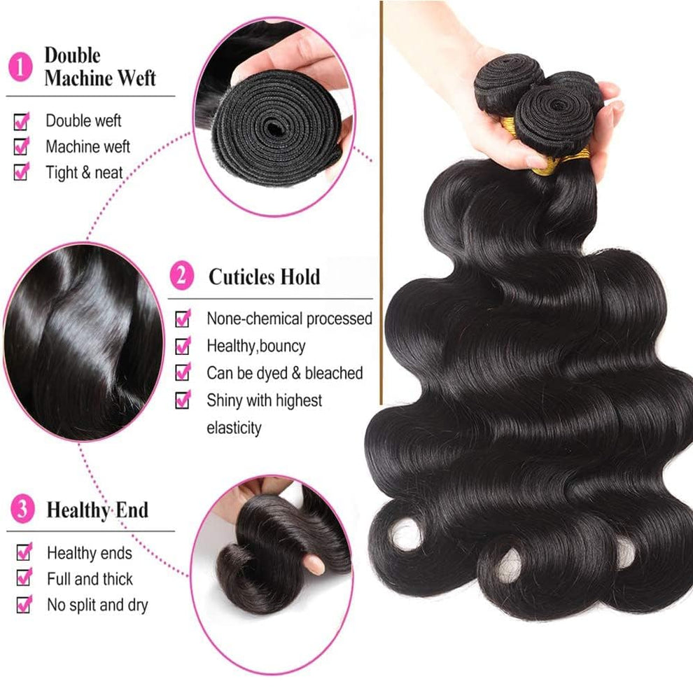 Body Wave Bundles Human Hair 18 20 22 Inch 10A Brazilian Body Wave Hum ...